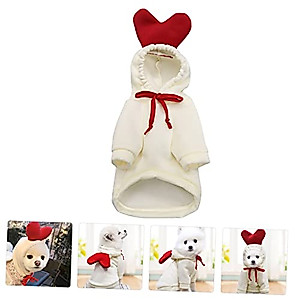 Amosfun 1pc Pet Funny Dogs Hooded Coat - Xs Sweatshirt Party Holiday Christmas Soft and Snowsuit Cat Heart Outfit Cute Guinea Costume Small Winter Costumes Plush Cotton Shape Fall Gifts