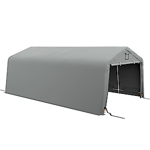 Outsunny 12' x 20' Heavy Duty Carport, Portable Garage Canopy Tent with 2 Ventilation Windows and Large Door, for Car, Truck, Boat, Motorcycle, Bike, Garden Tools, Gray