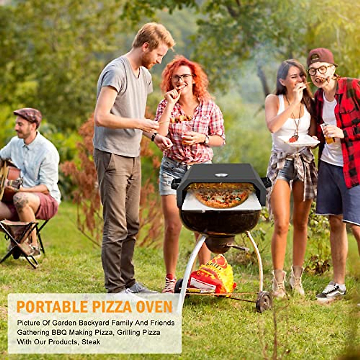 LIVOSA Outdoor Pizza Oven, 12" Pizza Stone - Portable Gas Pizza Oven For Backyard Camping Scenes Ect, Stainless Steel Pizza Grill Built-in Thermometer(18.3''L x 17.4”W x 18.11''H)