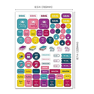 12 Sheets (650 Stickers) Planner Stickers for Notes Travel Business Trips Parties Daily Holidays Goals Encouragement Planning Notes Ideas