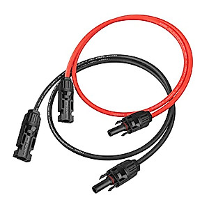 PAEKQ 10AWG Solar Extension Cable 3FT Extension Cable for Solar Panels 10 Gauge IP67 Waterproof Solar Panel Wire with Male and Female Connector,New Energy Extension Cable(3Feet Black+3Feet Red)