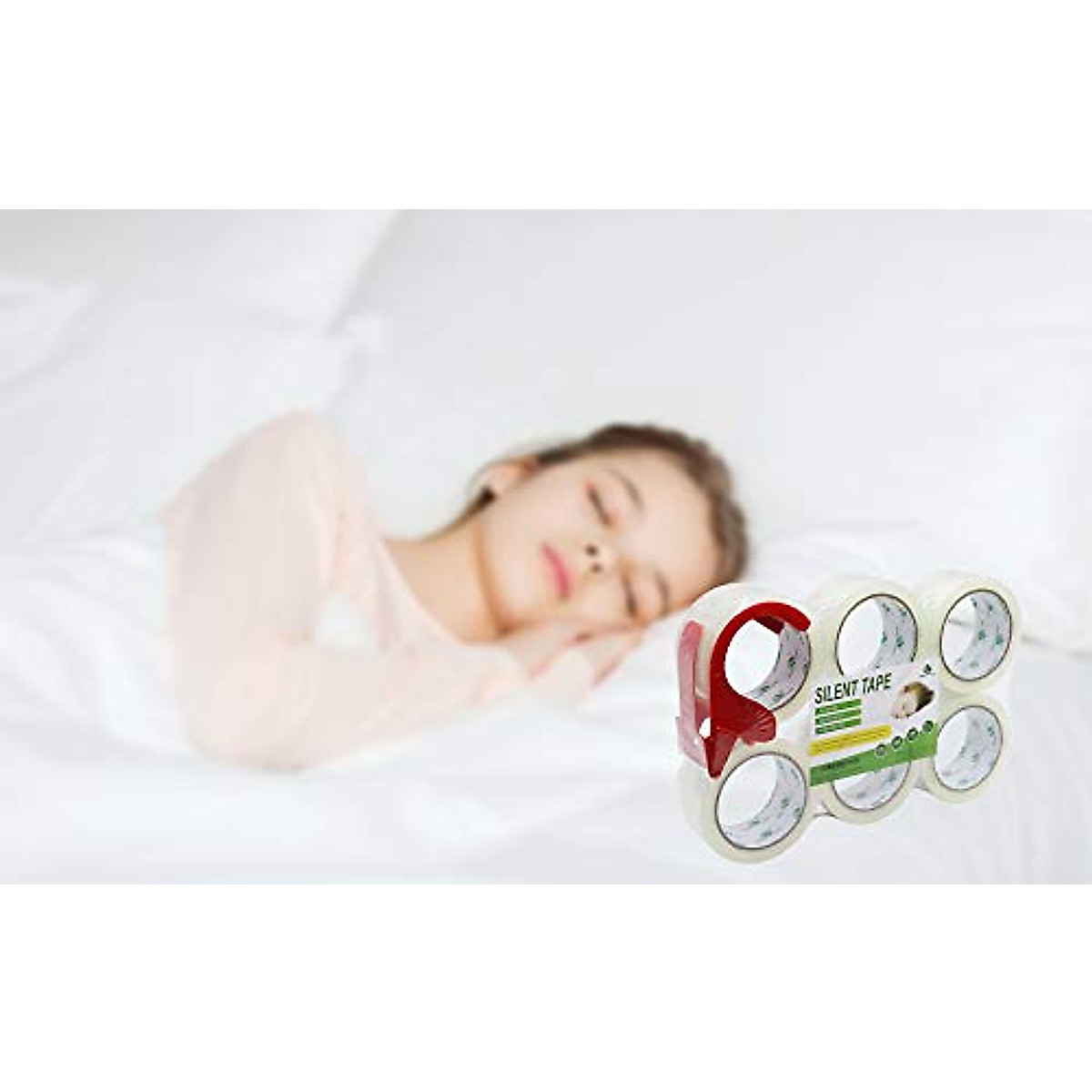 BOMEI PACK No Noise Quiet Clear Packing Tape, Heavy Duty Packaging Tape, Refill Rolls for Sealing Packing and Shipping, 2.4Mil 1.88Inch 55Yards 6rolls, with Free Dispenser