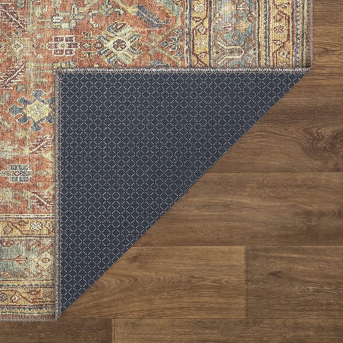 Bloom Rugs Washable Non-Slip 3' x 5' Rug - Terracotta/Mustard Traditional Area Rug for Living Room, Bedroom, Dining Room, and Kitchen - Exact Size: 3' x 5'