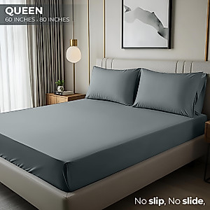 Utopia Bedding Queen Fitted Sheet - Bottom Sheet - Deep Pocket - Soft Microfiber -Shrinkage and Fade Resistant-Easy Care -1 Fitted Sheet Only (Grey)