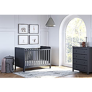 Storkcraft Nestling 3-in-1 Convertible Crib (Gray) - Easily Converts to Toddler Bed and Daybed, Planked End Panels for Transitional Style