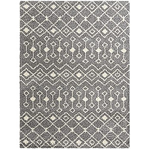 Unique Loom Moroccan Trellis Shag Collection Area Rug - Meknes (10' x 13' Rectangle, Gray/Ivory)