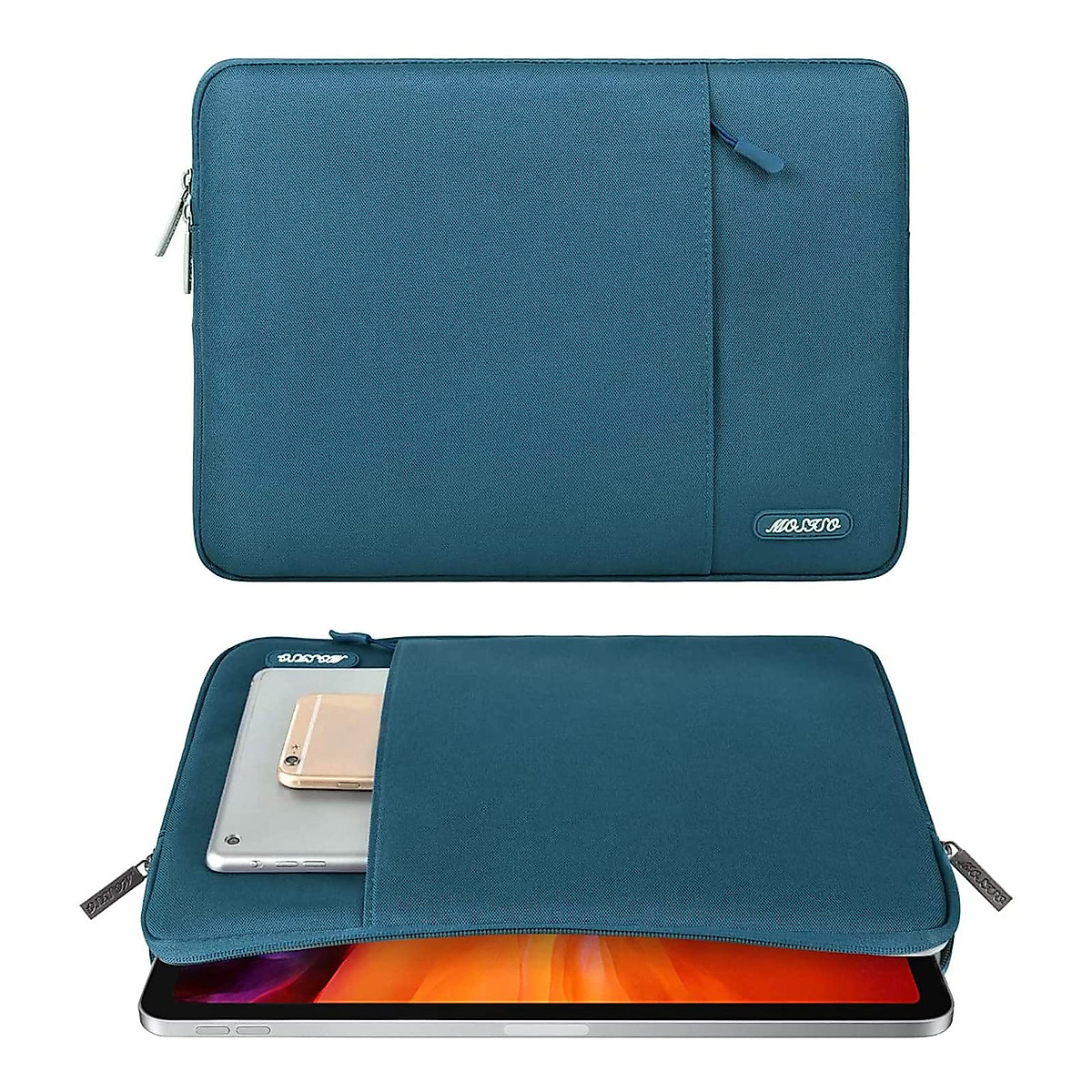 MOSISO Tablet Sleeve Case Compatible with iPad 10th 10.9 inch 2022 / iPad Air 5th 10.9 / iPad Pro 11 M2 / iPad 9/8/7 10.2 / iPad Air 4 10.9/Air 3 10.5 / iPad 9.7, Polyester Vertical Bag, Deep Teal