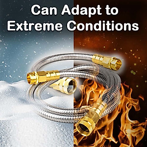 FangFarm Stainless Steel Garden Hose: Durable Quality Metal with High-pressure Water Output for Gardeners（1FT）