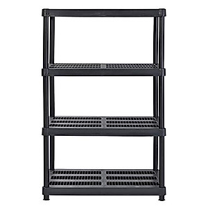 Juggernaut Storage 36" W x 18" D x 56" H Four-Shelf Resin Shelving, Black (RPS3618-4AMZ)