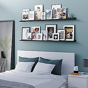 You Have Space Lagos 60" Picture Ledge Shelf for Living Room Decor, Office Decor and Farmhouse Kitchen Decor, Black Set of 2