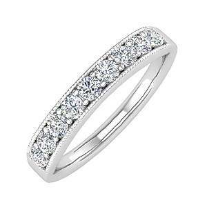 1/2 Carat (ctw) 14K White Gold Round Diamond Ladies Anniversary Wedding Band Ring (Ring Size 6.5)