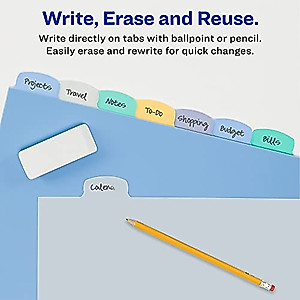 Avery Big Tab Write & Erase Durable Plastic Dividers for 3 Ring Binders, 8-Tab Sets, Pastel Colors, 3 Sets of Binder Dividers, Great for Organizing Reports, Presentations, and More (31351)