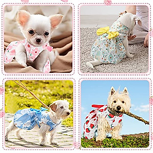 5 Pieces Dog Dresses for Small Dogs Girls Floral Puppy Dresses Pet Dog Princess Bowknot Dress Cute Doggie Summer Outfits Dog Clothes for Yorkie Female Cat Small Pets, 5 Styles (X Large)
