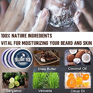 4 Packs Shaving Soap w/Shaving Bowl,Shaving Brush,Shaving Cream,Unqiue Men's Gift Set Mens Shaving Kit for Christmas Stocking Stuffers for Him Boyfriend Dad Adult Husband Birthday Valentines Day Gifts