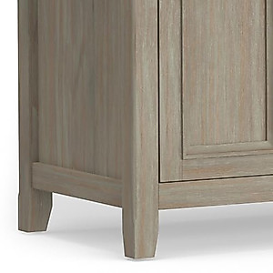 SIMPLIHOME Amherst SOLID WOOD 72 Inch Wide Transitional TV Media Stand in Distressed Grey for TVs up to 80 Inch, For the Living Room and Entertainment Center