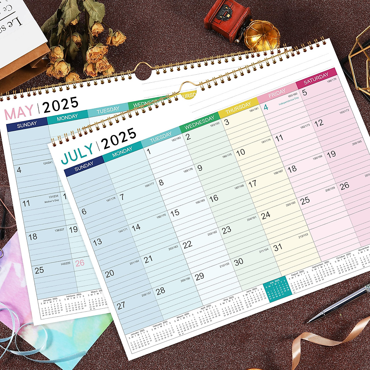 2025-2026 Calendar - Wall Calendar 2025-2026, March 2025 - August 2026, 18 Monthly Calendar with Thick Paper, 15" x 11.5", Hanging Hook - Colorful Lump