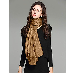 Bettli Womens Extra Large Scarf Shawl Wraps Pashminas Solid Soft Silky for Bridal Evening Wedding Party (gold)