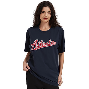 Mens Atlanta Classic Baseball Crew Neck Tee T-Shirt (Men, XL, Atlanta Navy)