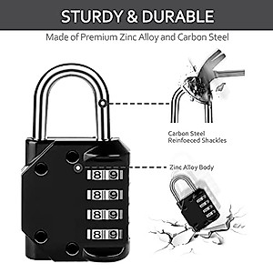 Vervida Combination Lock Resettable 2 Pack 4 Digit Outdoor Waterproof Combo Padlock for School Gym Locker, Sports Locker, Fence, Toolbox, Gate, Hasp Storage (Black)