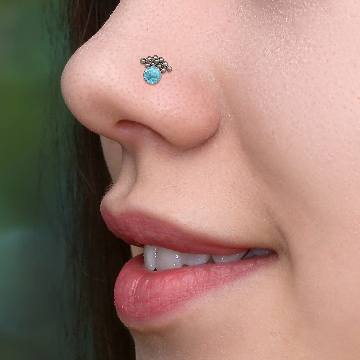 CZ Nose Stud Titanium - Nose Pin 20g - Nostril Jewelry 18g - Nose Ring 22g - Nose Earring - Nose Bone Stud 16g (Gauge Size: 22g; Style: L Shape)