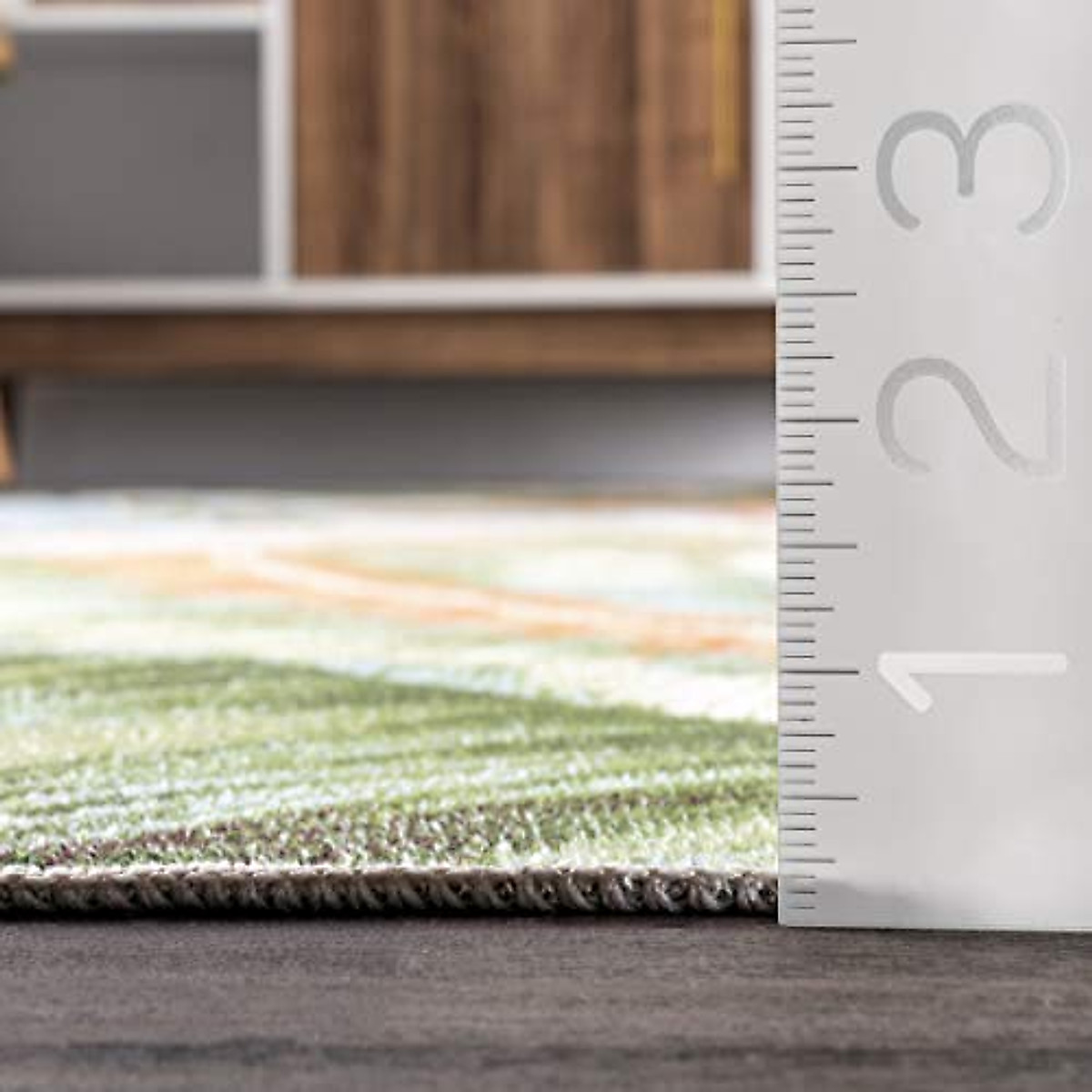 nuLOOM Nevaya Machine Washable Floral Leaves Ultra Thin Area Rug, 8' x 10', Green