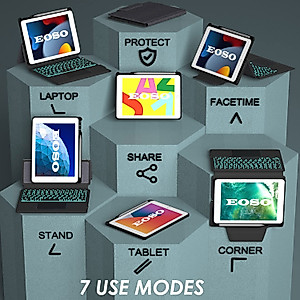 eoso Trackpad iPad Keyboard Case for Apple iPad 10.2" 2021 9th&8th&7th Gen, Air 3,Pro 10.5-7 Color Backlight,Touchpad Detachable Slim Cover with Pencil Holder (10.2"/10.5",Black)