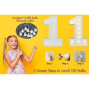 3FT Marquee Light Up Numbers Pre-Cut Frame Giant Marquee Numbers 1, Mosaic Numbers for Balloons, First 1st 21st Birthday Anniversary Decorations Party Decor