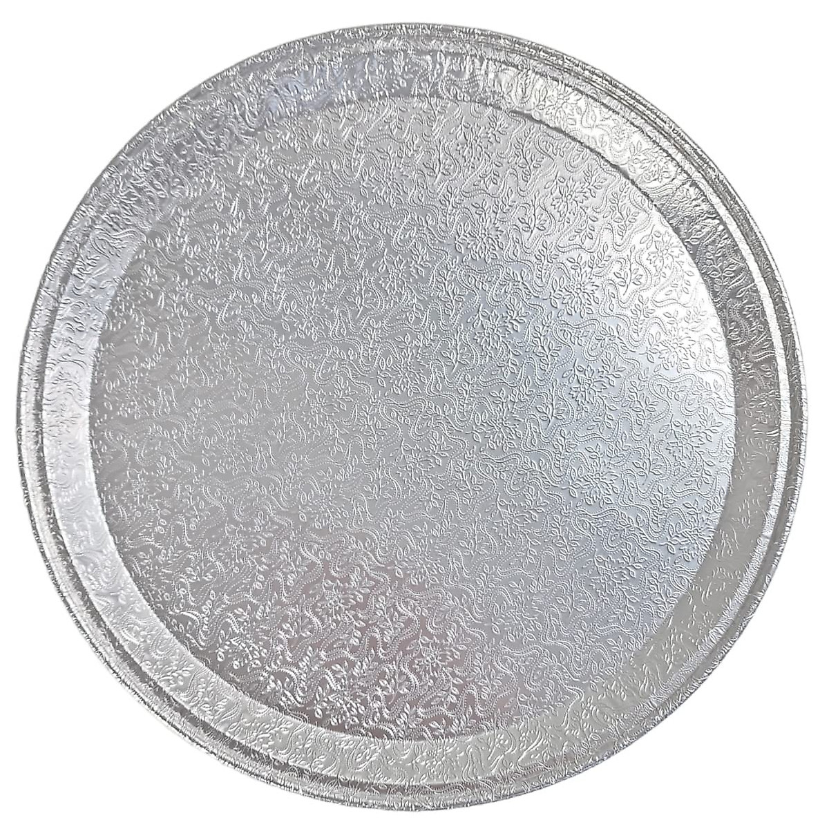 Handi-Foil 12" Flat Aluminum Foil Cater Serving Tray - Round Catering Platter (Trays ONLY - NO LIDS) Pack of 12