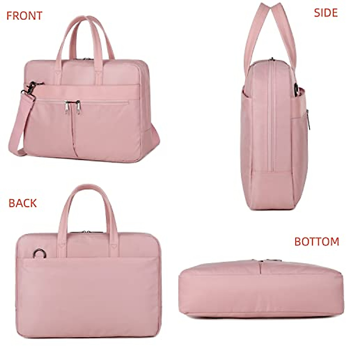 Laptop Bag for Women Computer Shoulder Bag 15.6 inch Laptop Tote Purse Set Business Briefcase Handbag Waterproof BC-02 (Pink)