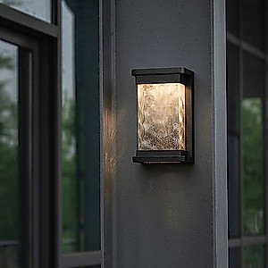 ACLBLK LED Black Outdoor Wall Lantern with Water Glass IP54 Waterproof Exterior Wall Light 18W 3000K Farmhouse Modern Outside Front Porch Light Wall Sconce for Garage Porch Doorway Garden Entryway