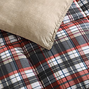 Eddie Bauer - King Comforter Set, Reversible Plaid Alt Down Bedding with Matching Shams, Home Decor for Colder Months (Astoria Red, King)