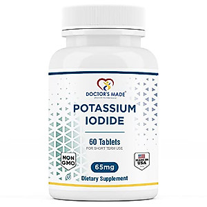 Doctor’s Made Potassium Iodide 65 mg. 60 Tablets. Thyroid Support, Kosher, Exp Date 04/2025, 60 Count (Pack of 1), Pack of 1