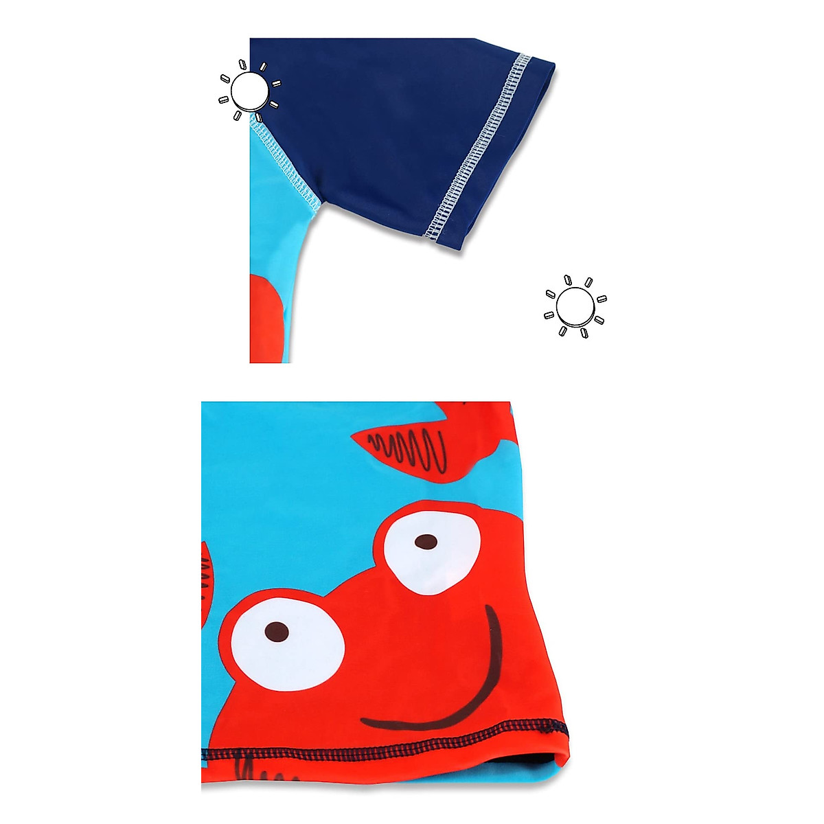 Achiyi Baby Boys Kids Swimsuits Two Pieces Short Long Sleeve Rash Guard Bathing Suits Swim Trunks UPF 50+ Crab 8