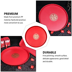 Tofficu 3 Pcs Wedding Tray Cupcake Toppers Red Wedding Plates Decoraciones para Salas De Casa New Year Party Plate Red Candy Serving Tray Food Decor Chic Storage Plate Salad Plate Dessert