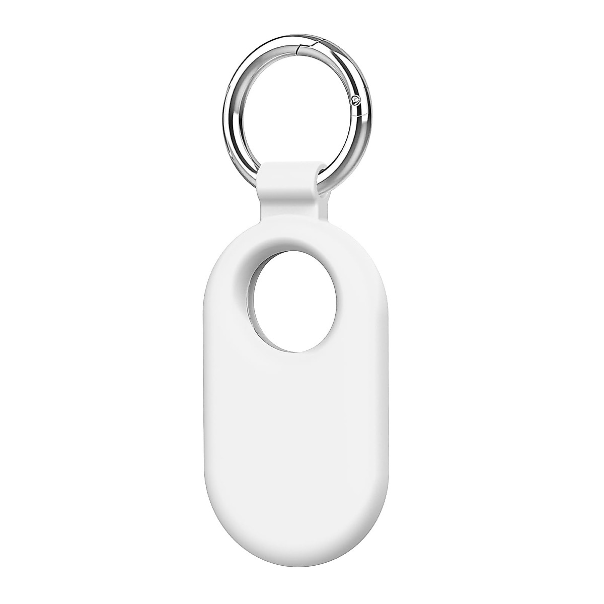 Silicone Case Compatible with Samsung Galaxy SmartTag 2, Anti-Scratch Silicone Protective Skin Cover for SmartTag 2 (2023) with Keychain (White)