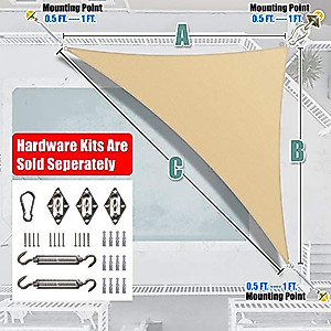 Amgo 12' x 12' x 17' Beige Right Triangle Sun Shade Sail Canopy Awning Cloth AGTAPRT12 - UV Blockage, Water & Air Permeable, Heavy Duty Commercial Grade, Outdoor Patio Garden (We Make Custom Size)