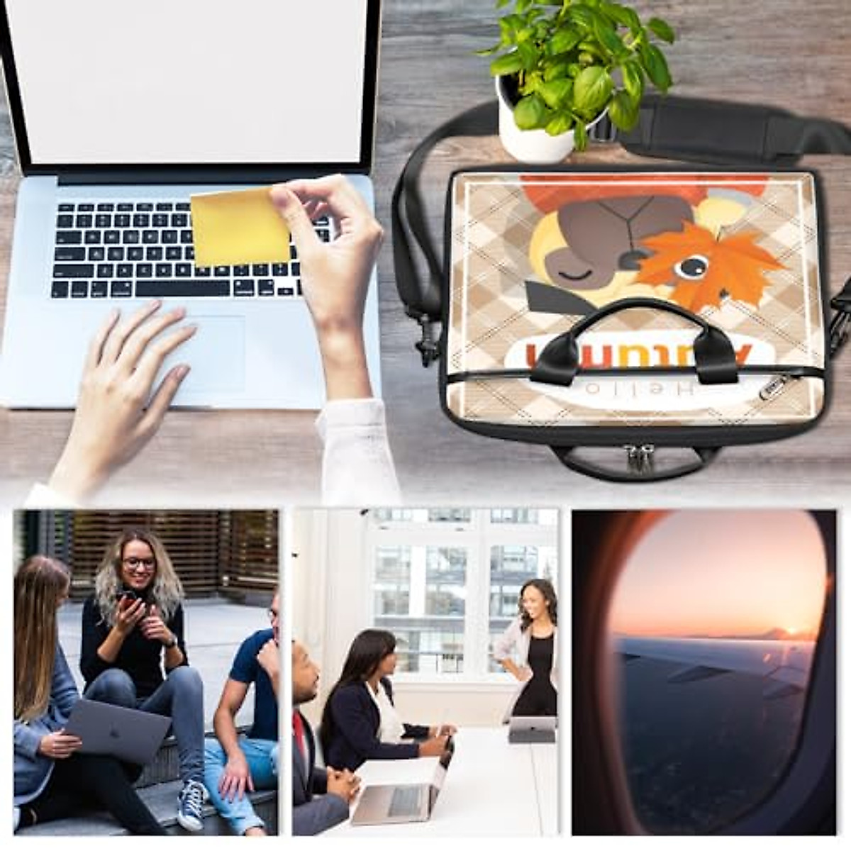 Maple Dog Laptop Computer Bag Waterproof Shoulder Messenger Bag 13-15 inch Durable Laptop Tote Bag with Shoulder Strap Handle Lightweight Crossbody Briefcase