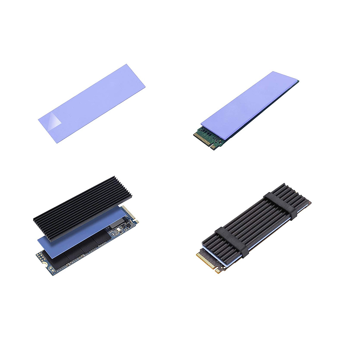 genrice 2 Pack Aluminum Heatsink andMounting Screw Screwdriver Kit,PCIe NVMe M.2 2280 ssd Heatsinks Coolerand Silicone Thermal pad