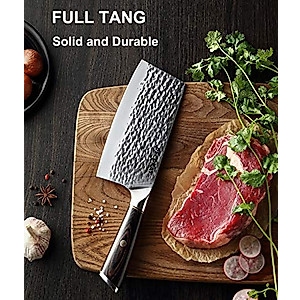 BECOKAY Cleaver Knife - 7 Inch Meat Cleaver, German High Carbon Stainless Steel Butcher Knife with Ergonomic Handle for Home Kitchen and Restaurant, Ultra Sharp Chopper Knife
