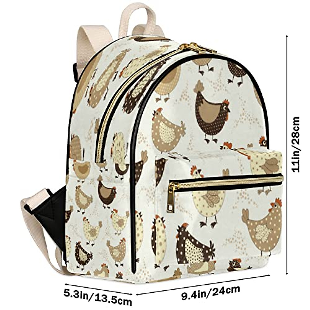 Cute Chicken Mini Backpack Purse for Women, Chicken Pattern Leather Small Backpack Casual Travel Daypacks Shoulder Bag for Girls Teen