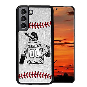 Personalized Baseball vs Name Number US Flag Decor Rubber Cover Phone Case for Samsung Galaxy S23 S22 S21 S20 ULTRA PLUS/ S21 FE /S20 FE/ S10 PLUS Custom Baseball Phone case (Baseball batter)