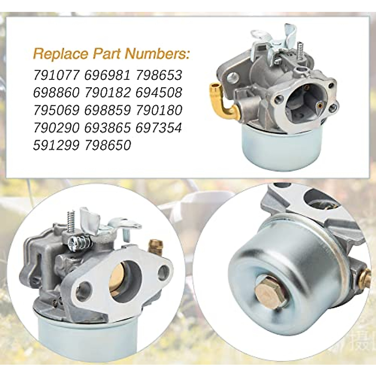 798653 Carburetor for Briggs & Stratton 791077 696981 698860 698474 791991 694174 591299 Craftsman Carb