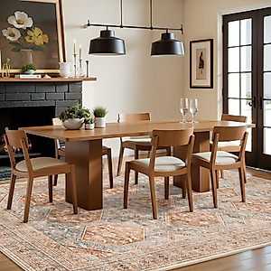 Lahome Vintage Fall Bedroom Rug 8x10 Under Bed, Large 8x10 Rugs for Living Room Machine Washable Area Rugs, Soft Geometric Stain Resistant Non Slip Rug for Dining Room Table Home Office