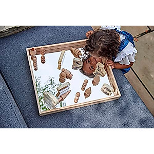 TickiT Wooden Mirror Tray - Explore Reflection, Symmetry and Patterns - for All Ages - Add Reflection to Any Sensory Activity Station