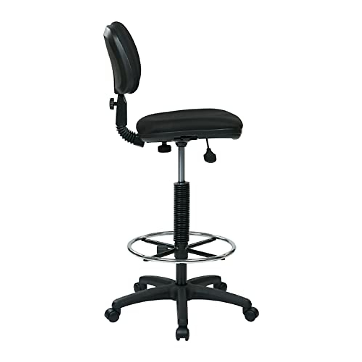 Office Star DC Series Adjustable Drafting Chair with Foot Ring and Sculptured Foam Seat, Icon Black Fabric