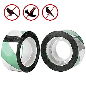 GLOGLOW Reflective Scare Birds Tape, Garden Orchard Accessories Bird Scare Ribbon Reflective Scare Tape Thick for Scare Birds Away(2 Pieces of Green Silver, 80m)