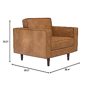 Amazon Brand – Rivet Aiden Mid-Century Modern Tufted Leather Accent Chair (35.4"W) - Cognac Leather