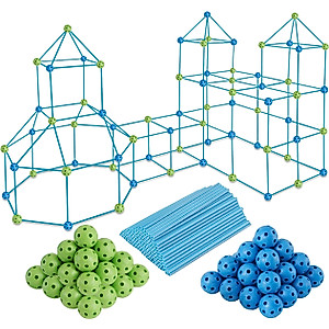 PLAYVIBE 130 PCS Kids Fort Building Kit – Air Fort for Kids Toys – Crazy Fort Builder – Make a Fort Building Kit – Blanket Fort Kits for Kids Indoor/Outdoor