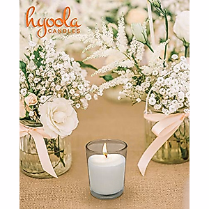 Hyoola White Votive Candles in Glass - Pack of 24 Votive Candle - 12 Hour Burn Time - Unscented Votive Candles - Glass Votives