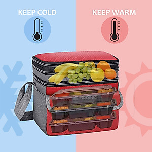 Tirrinia Insulated Lunch Bag for Women Men, Leakproof Expandable Reusable Lunch Box for Adult, Lunch Cooler Tote for Office Work, Red